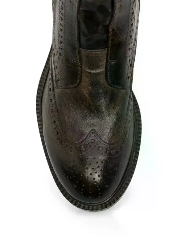 LEQARANT Brogue Detail Leather Ankle Boots
