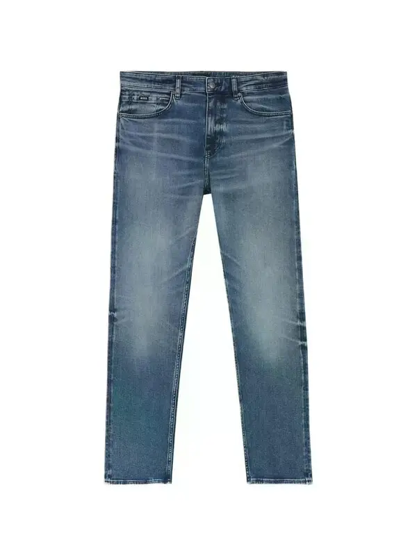 BOSS Faded-effect Whiskered Jeans - Blue