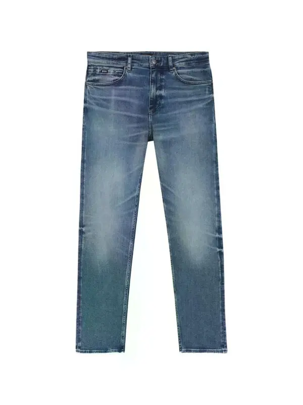 BOSS Faded Effect Whiskered Jeans - Blue