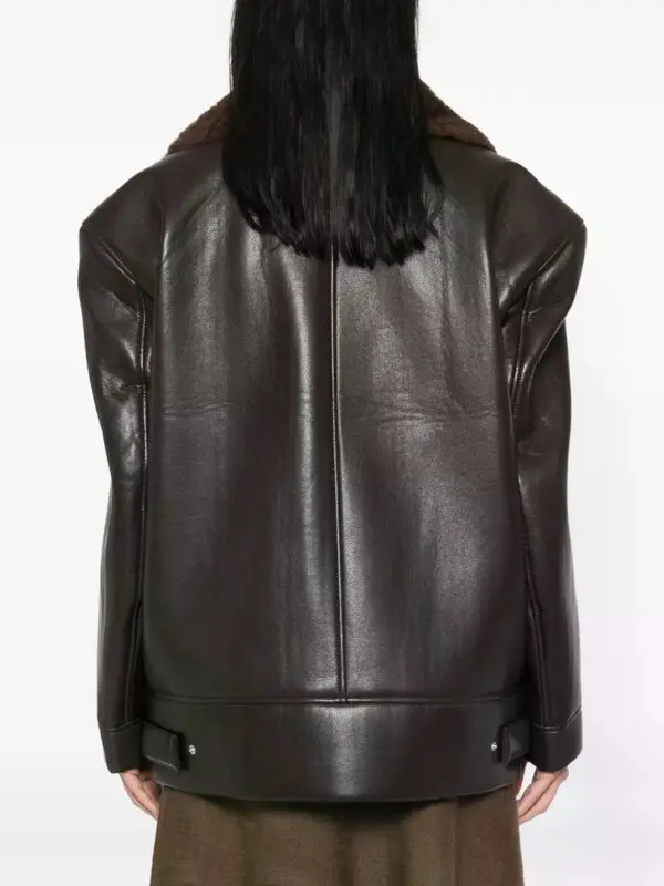 THE FRANKIE SHOP Shearling-collar Faux-leather Jacket