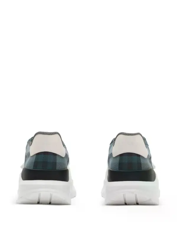 Burberry Check And Leather Lace-up Sneakers
