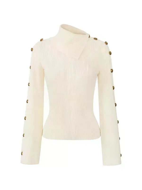 Elisabetta Franchi Knit Pullover With Jewel Buttons - Neutrals