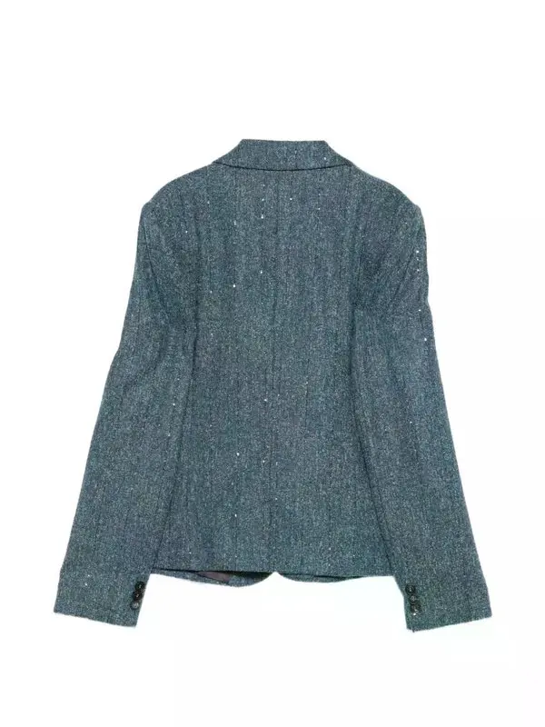 Eleventy Sequined Pinstripe Blazer - Blue