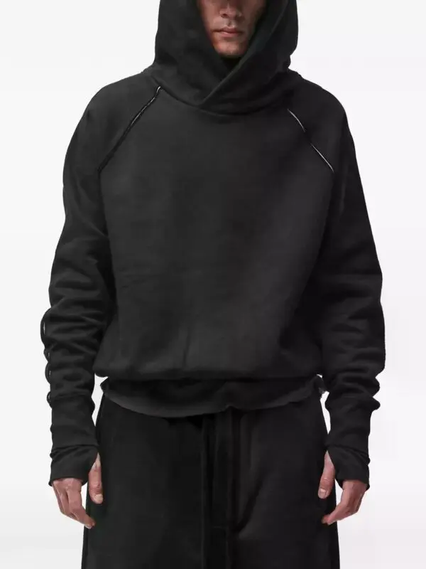 THOM KROM Raw-edge Trim Raglan Sleeve Hoodie - Black