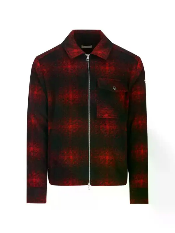 Moncler Check Logo-patch Shirt Jacket - Black