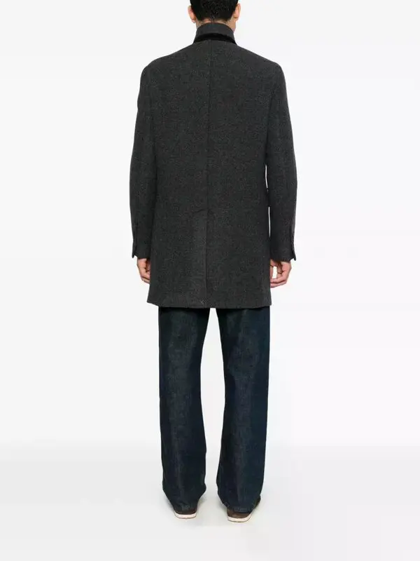 FAY Herringbone-weave Hook-fastening Coat