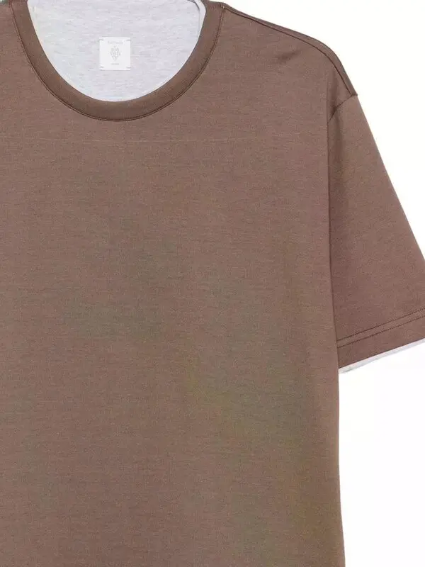 Eleventy Layered-trim Cotton T-shirt