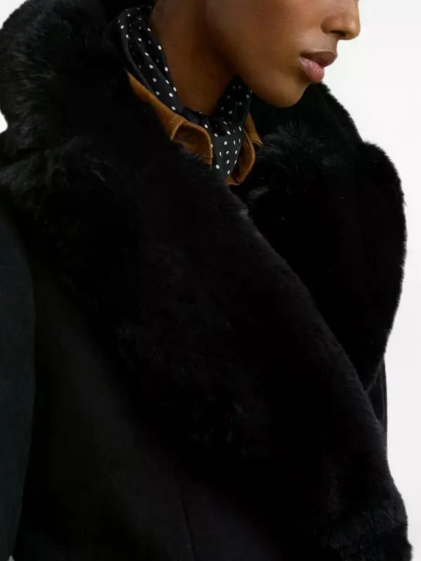 Ralph Lauren Double-breasted Faux Fur Trim Coat