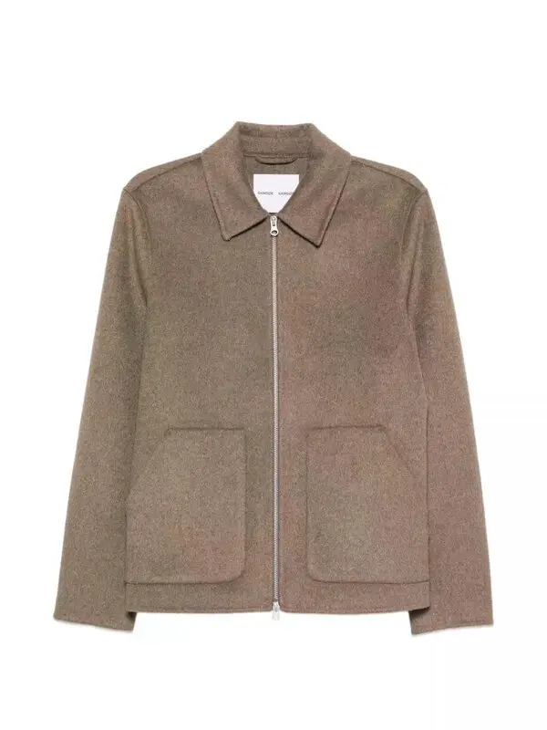 SAMSOE SAMSOE Spread Collar Zip-up Jacket - Brown