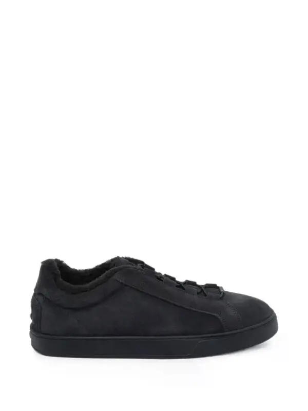 TOD'S Suede Low-top Sneakers With Shearling Lining - Black