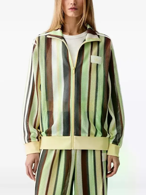 Adidas Striped Zip-up Sweatshirt - Yellow