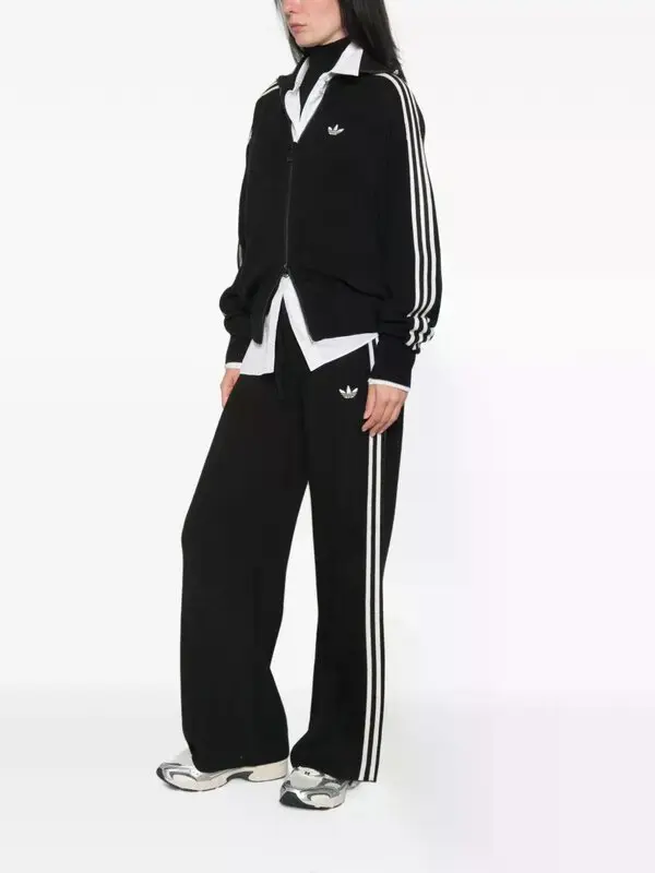 Adidas Firebirdside-stripe Trefoil-logo Cardigan - Black