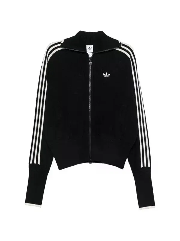 Adidas Firebirdside-stripe Trefoil-logo Cardigan - Black