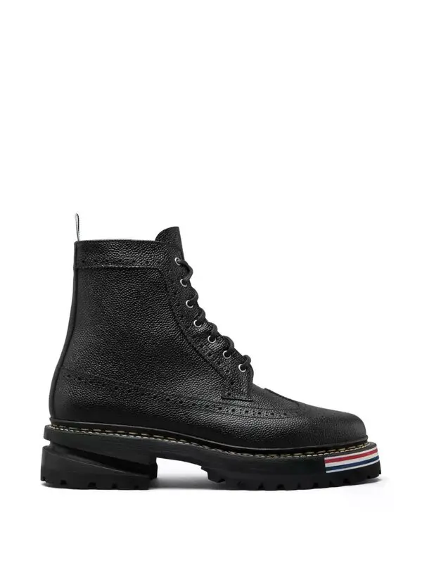 Thom Browne Pebble Grain Hiking Sole Longwing Boots - Black