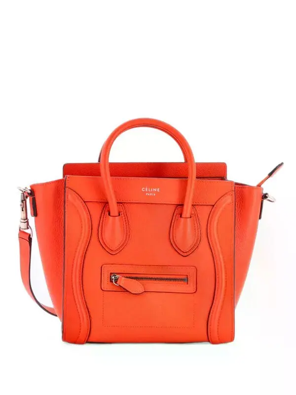 Celine Luggage Bag Grainy Leather Nano Crossbody Bag - Orange