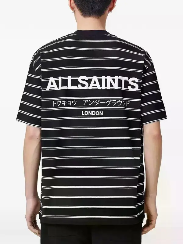 ALLSAINTS Undergorund Logo-print Horizontal-stripe T-shirt