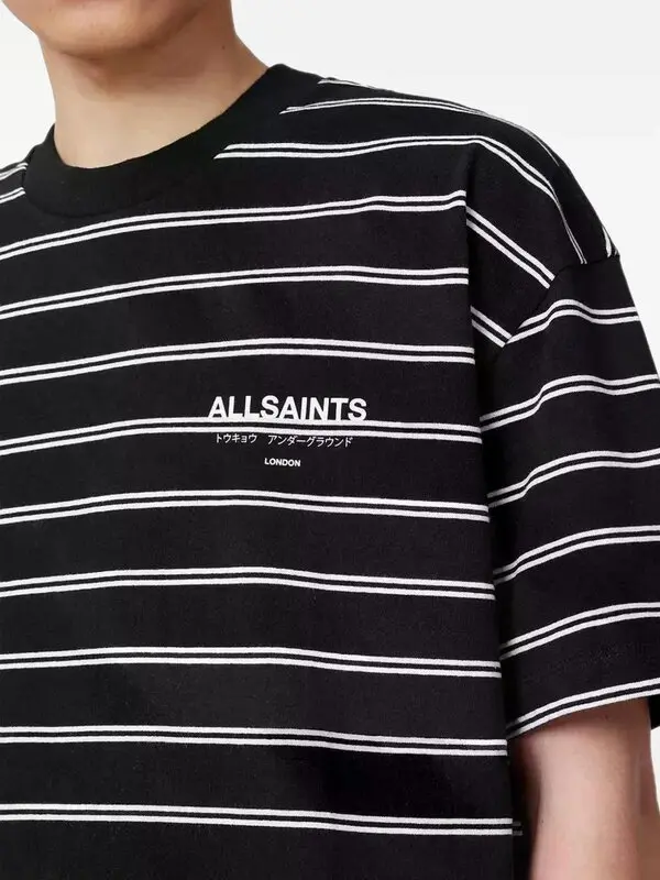 ALLSAINTS Undergorund Logo-print Horizontal-stripe T-shirt