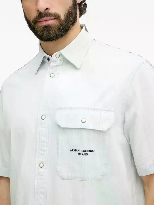 Armani Exchange Pinstripe-pattern Short-sleeve Shirt