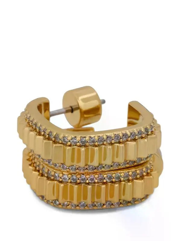 Michael Kors Crystal-embellished Fluted Hoop Earrings