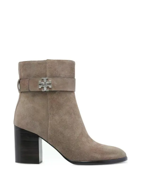Tory Burch Turnlock Suede Ankle Boots - Neutrals
