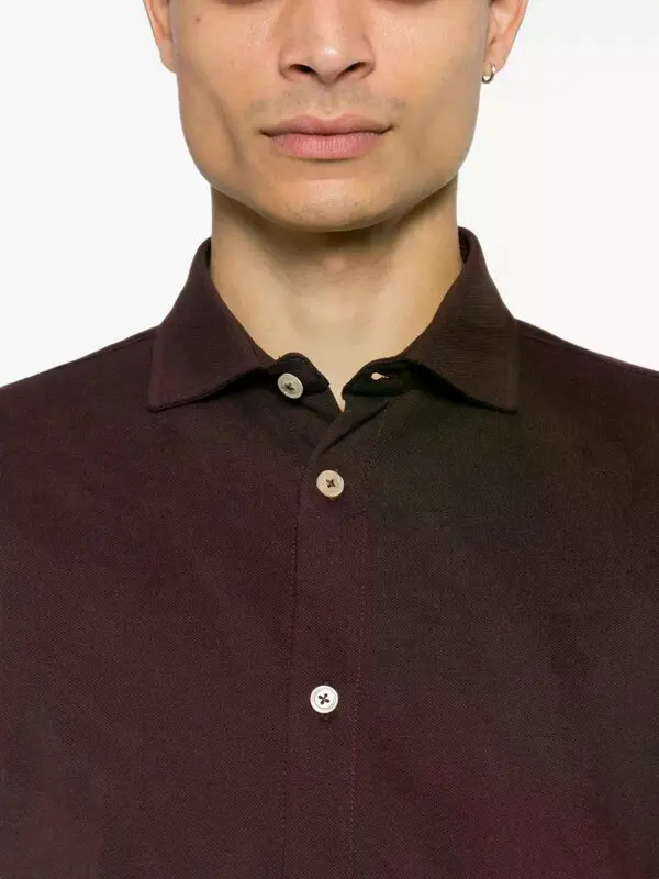 Eleventy Pique-knit Long-sleeve Shirt