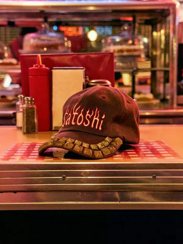 SATOSHI NAKAMOTO Logo Embroidered Studded Baseball Cap - Brown