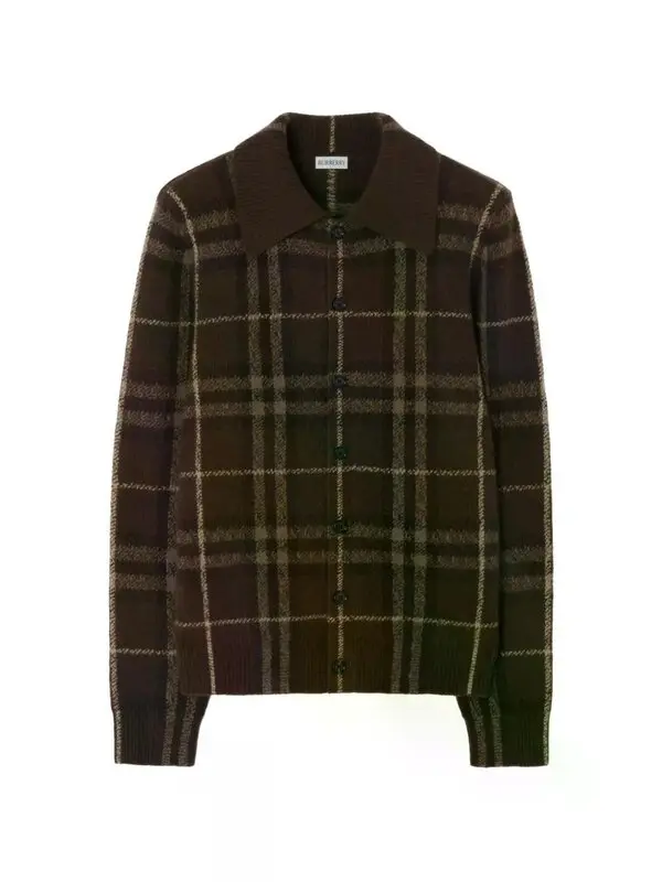 Burberry Check Cashmere Cardigan - Brown
