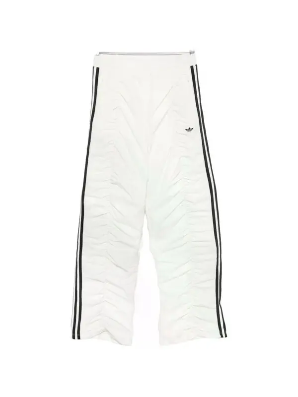 Adidas Sporty Tp Ruched Side-stripe Track Pants - Neutrals