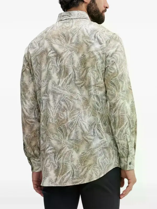 Armani Exchange Leaf-print Long-sleeved Shirt
