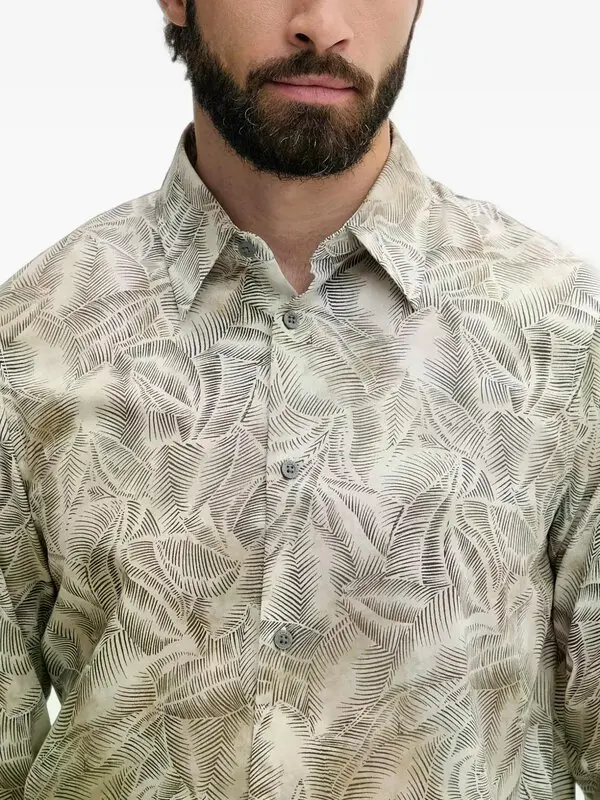 Armani Exchange Leaf-print Long-sleeved Shirt