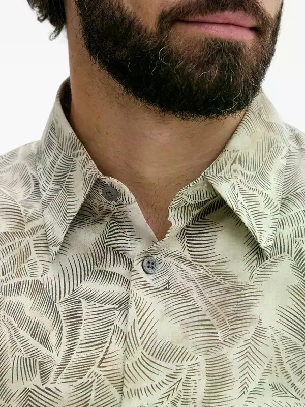 Armani Exchange Leaf-print Long-sleeved Shirt
