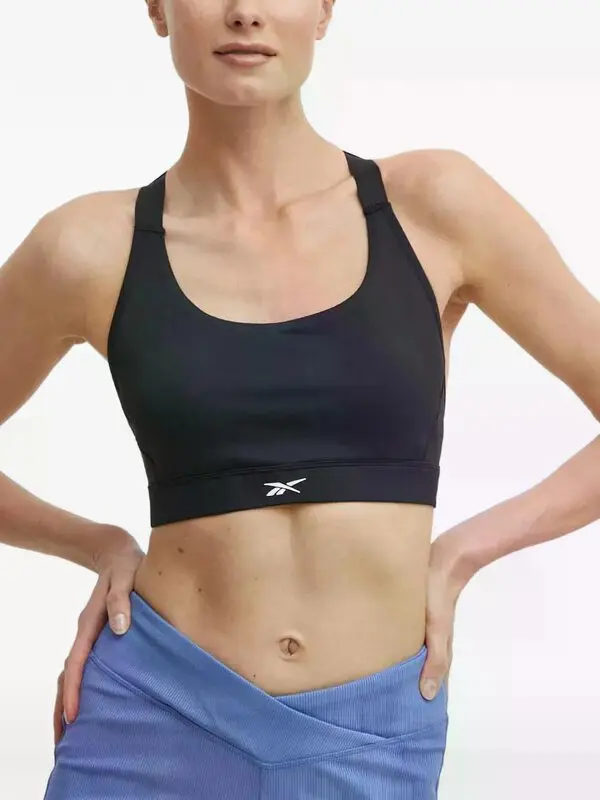 REEBOK Lux Logo-print Racerback Bra - Black