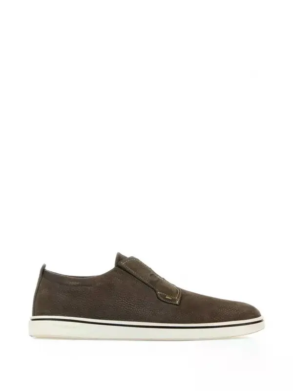 FERRAGAMO Alfie Grained Leather Loafers - Grey