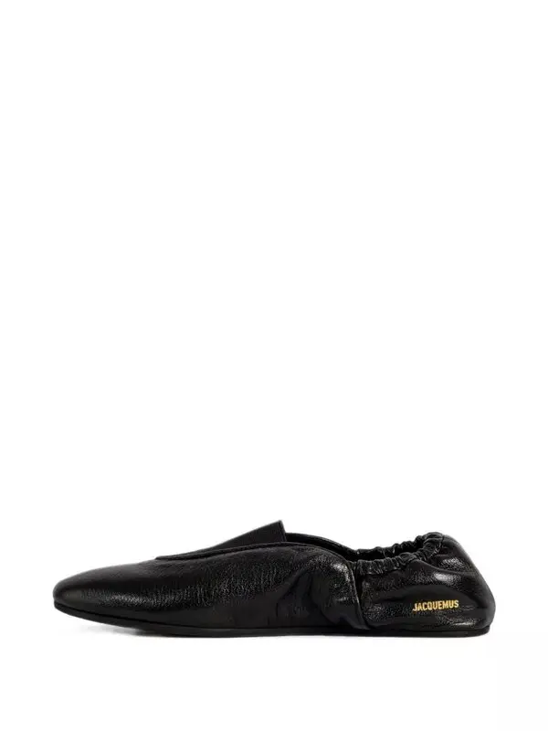 Jacquemus Leather Elasticated Ballet Flats - Black