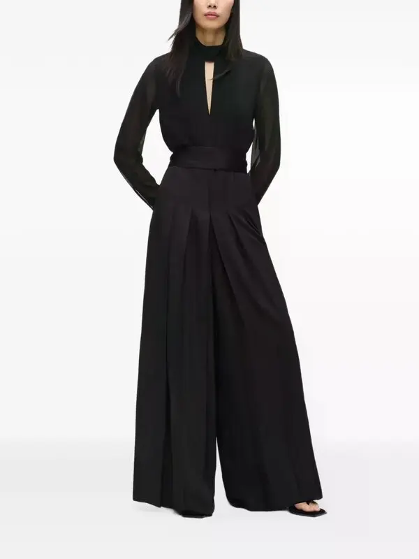 Karl Lagerfeld Pleated Wide Leg Jumpsuit - Black