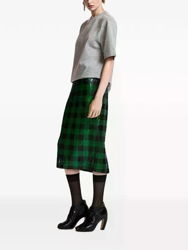 Essentiel Antwerp Sequin-embellished Checked Midi Skirt