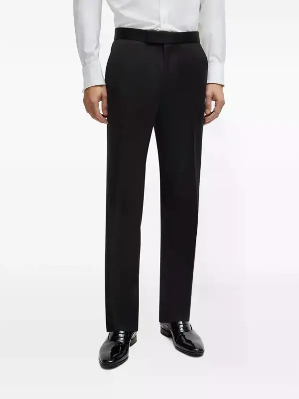 BOSS Slim-fit Tuxedo Trousers With Silk-blend Trims - Black