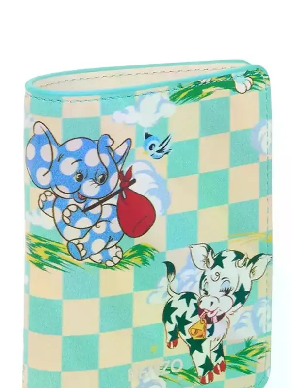 Kenzo Cartoon Check-pattern Animal-print Wallet