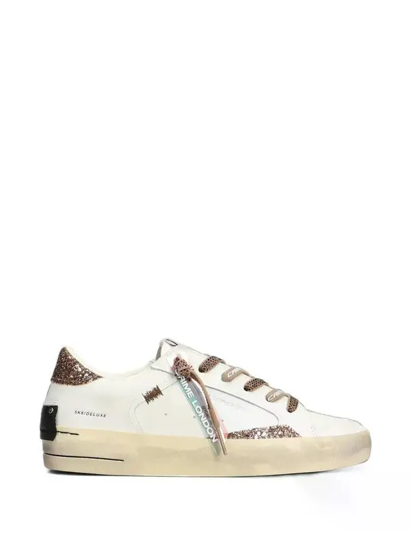 CRIME LONDON Sk8 Deluxe Glitter-panel Sneakers - White