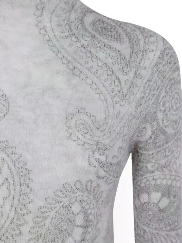 Emporio Armani Alpaca Paisley Print High Neck Sweater