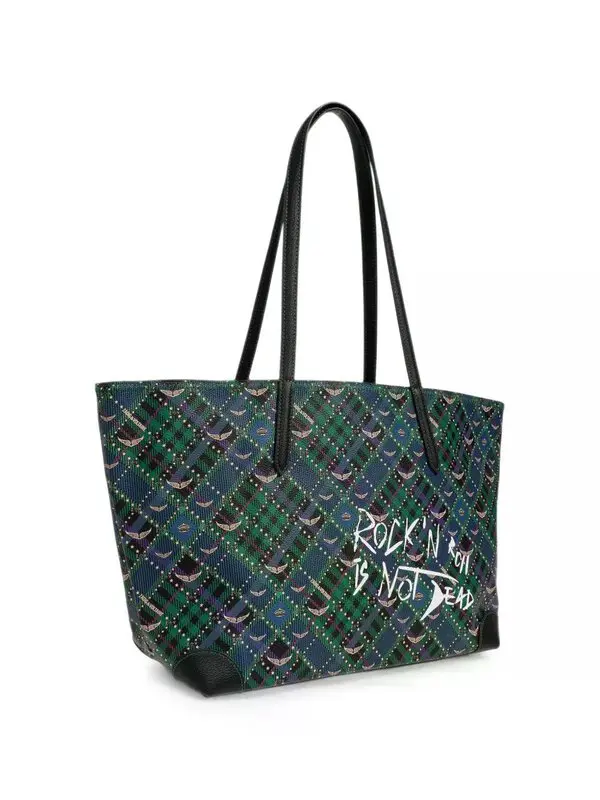 Zadig&Voltaire Check-print Slogan-print Tote Bag