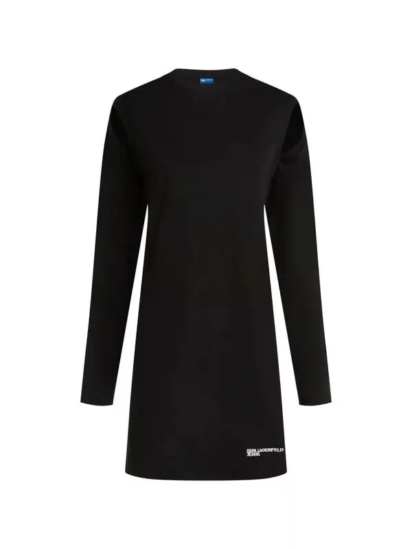 Karl Lagerfeld Cotton Jersey Cut-out Crew Neck Dress - Black
