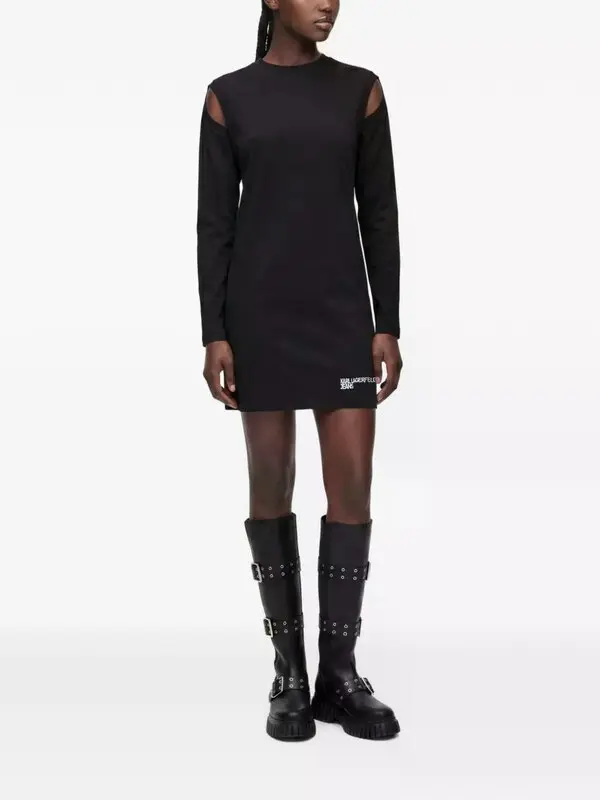 Karl Lagerfeld Cotton Jersey Cut-out Crew Neck Dress
