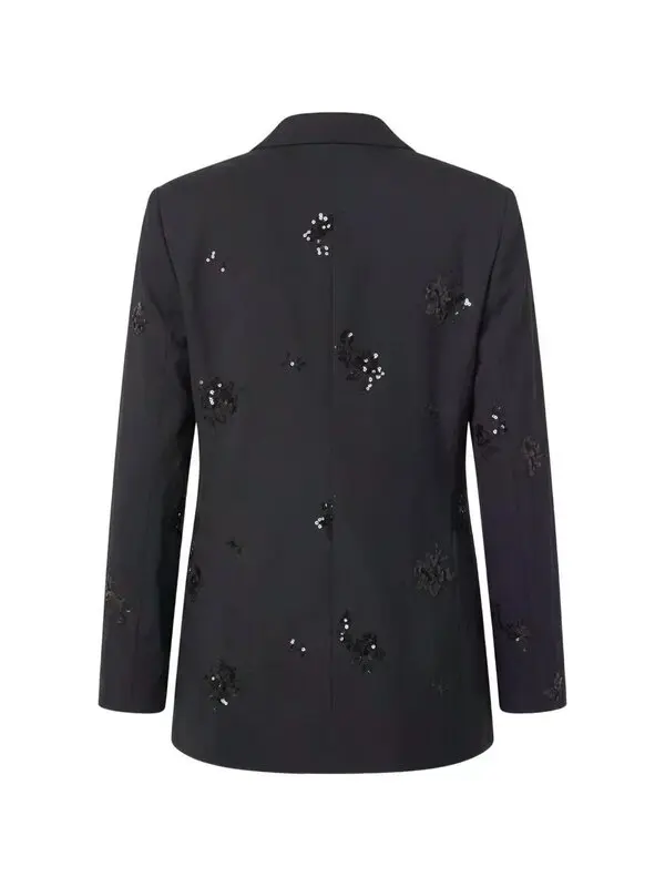 NISSA Sequin Embellished Floral Appliqué Blazer