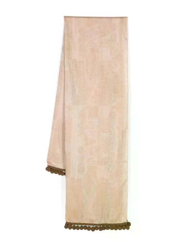 Max Mara Pompom-trim Twill Scarf - Neutrals