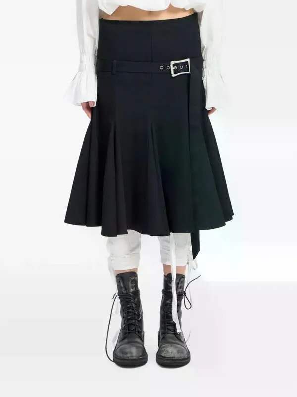 ANN DEMEULEMEESTER Helma Belted Pleated Midi Skirt - Black