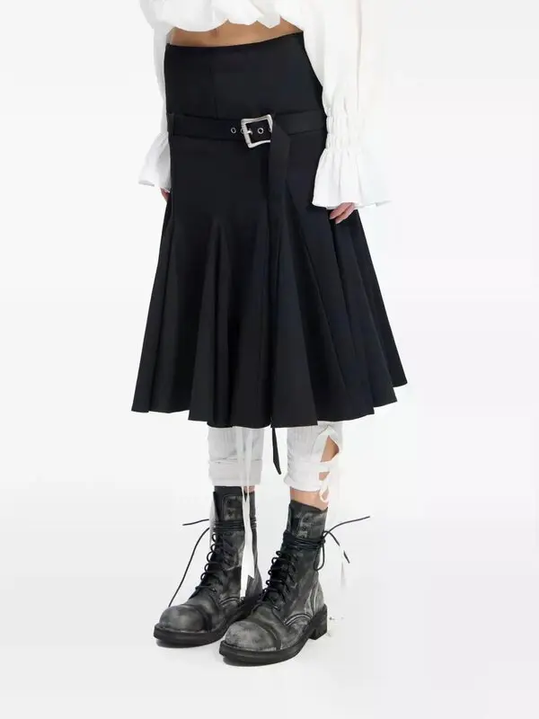 ANN DEMEULEMEESTER Helma Belted Pleated Midi Skirt