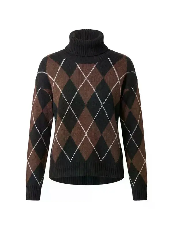 ANIYE BY Argyle Knit Roll-neck Sweater - Black