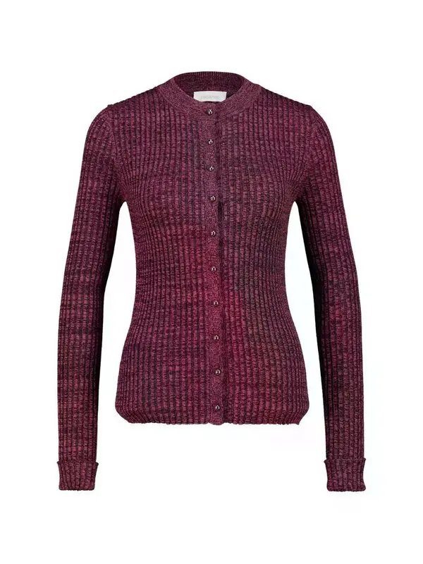 Rabanne Ribbed-knit Buttoned Cardigan - Purple