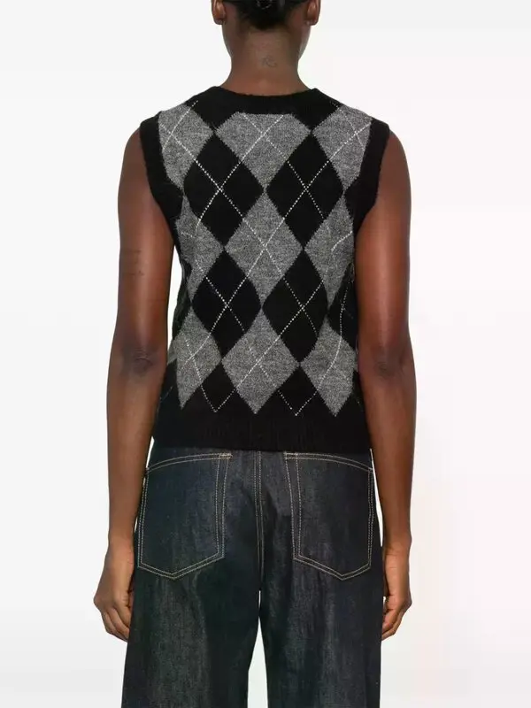 YERSE Argyle Knit Sweater Vest